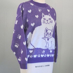 1980s Vintage Crazy Cat Lady Sweater / '80s '90s Cat & Kitten Hearts ...