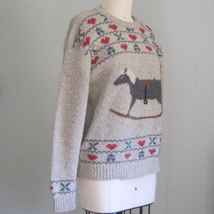 1990 Vintage Eddie Bauer Rocking Horse Sweater / Novelty '90s Vintage ...