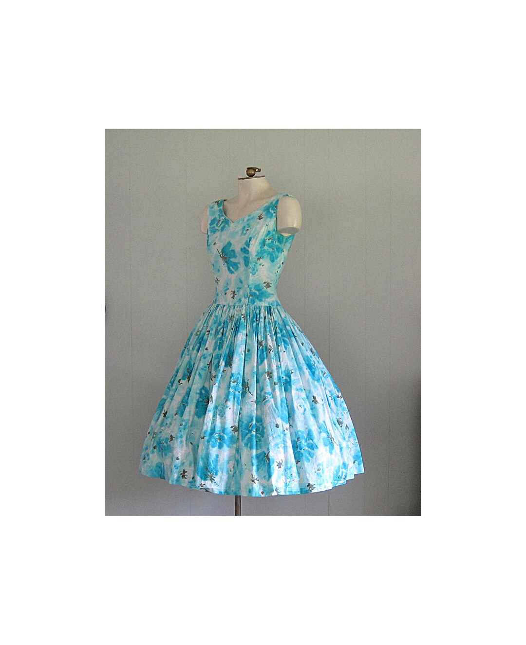 Vintage 50s Floral Print Cotton Party Dress / 1950s Fit & Flare ...