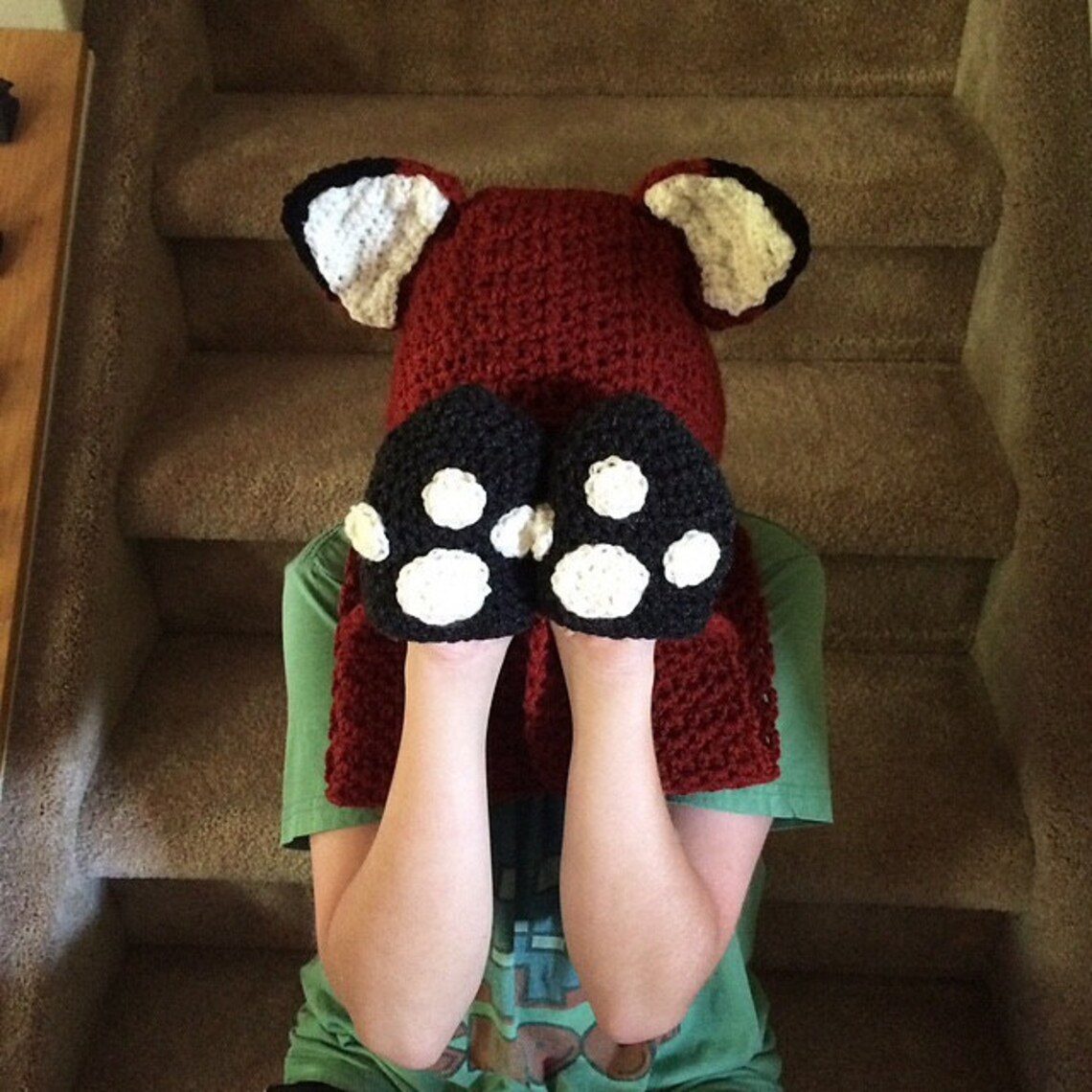 Fox Scoodie hood and Scarf in Soft Chunky Reddish-brown - Etsy