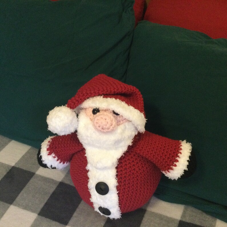 Fat Santa - Adorable Crochet Chubby Santa Pillow With Hat, Beard and ...