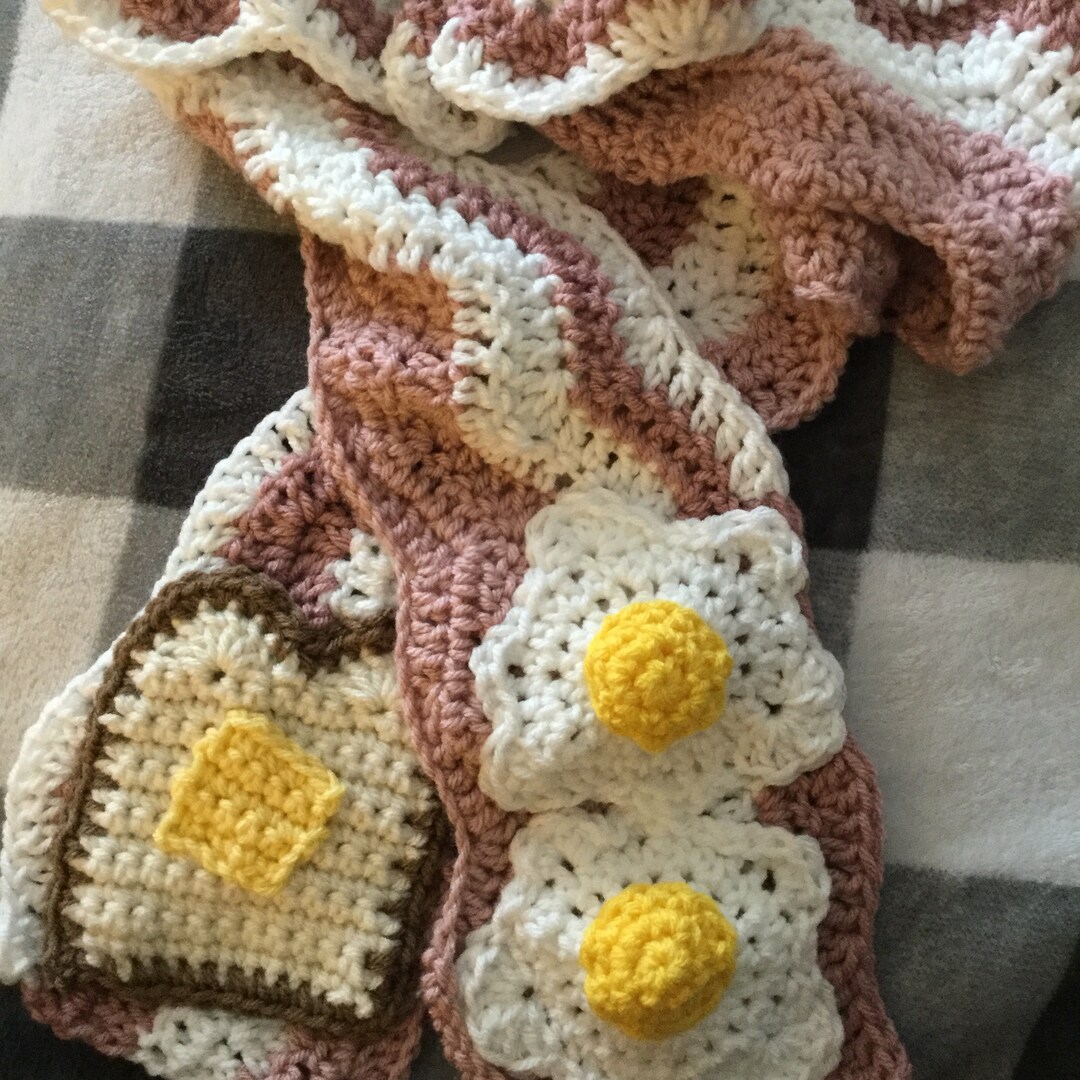 Delicious Breakfast Scarf in PINK - Eggs, Bacon and Toast With Butter ...