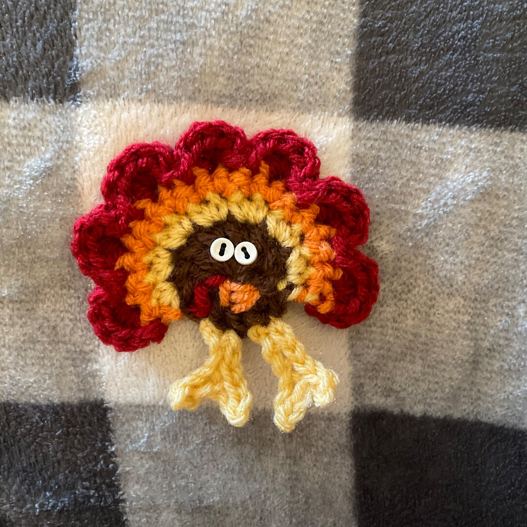 Adorable Thanksgiving Turkey Pin -wearable Crochet Art Fun - Button ...