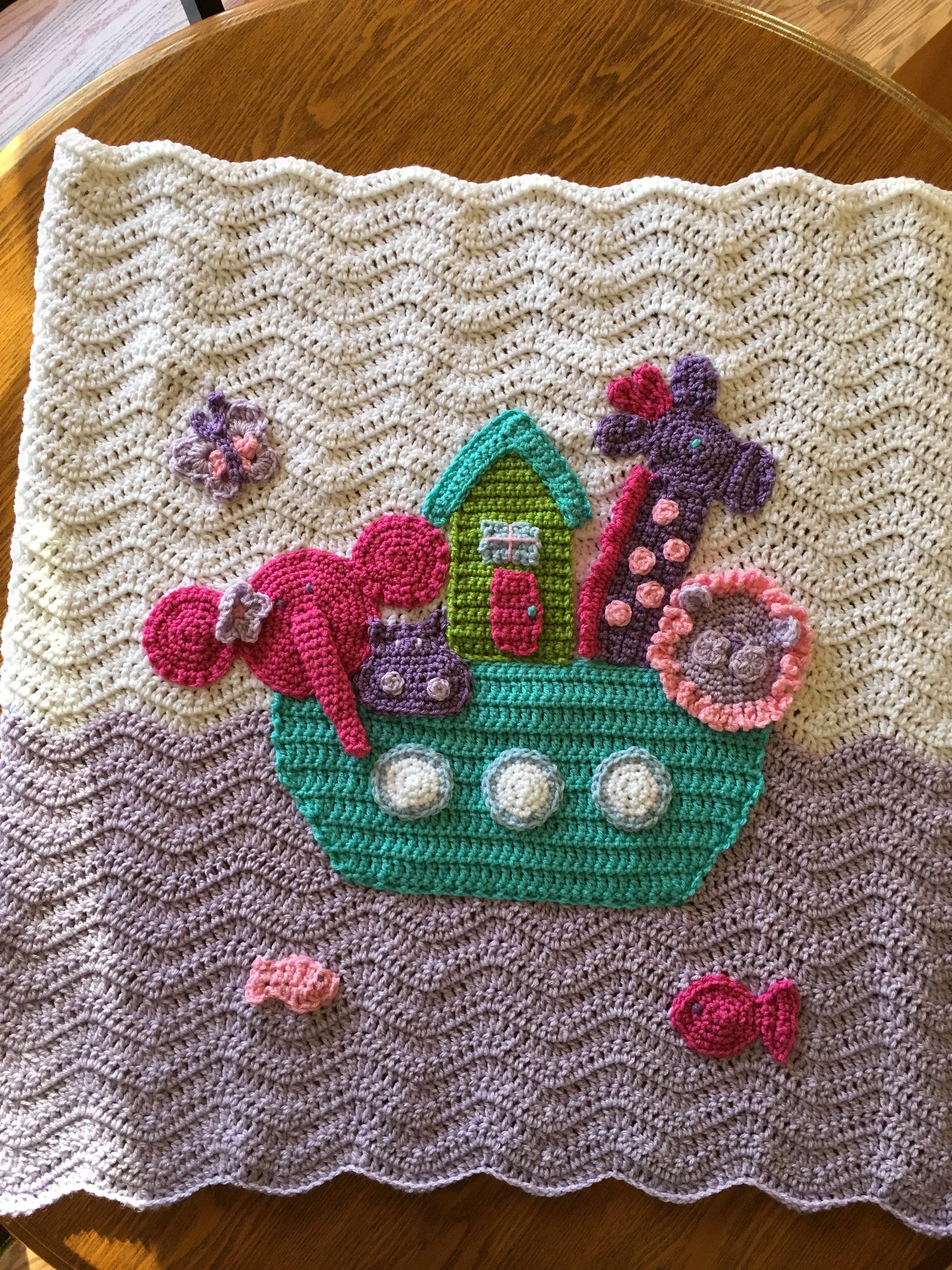 Adorable Noah's Ark Ripple Baby Blanket Throw Girl Pink | Etsy