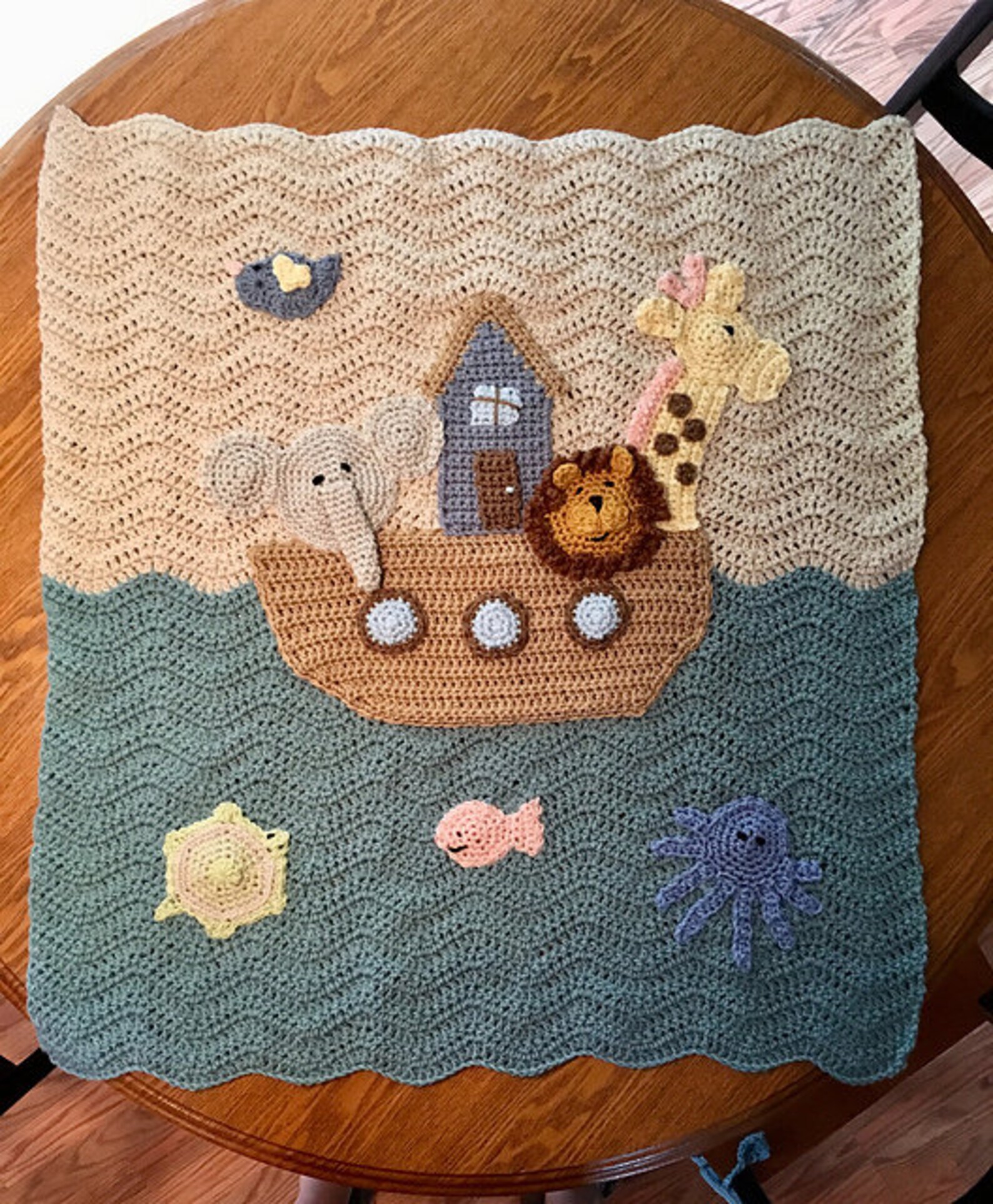 Adorable Noah's Ark Ripple Baby Blanket Throw and Hat - Etsy