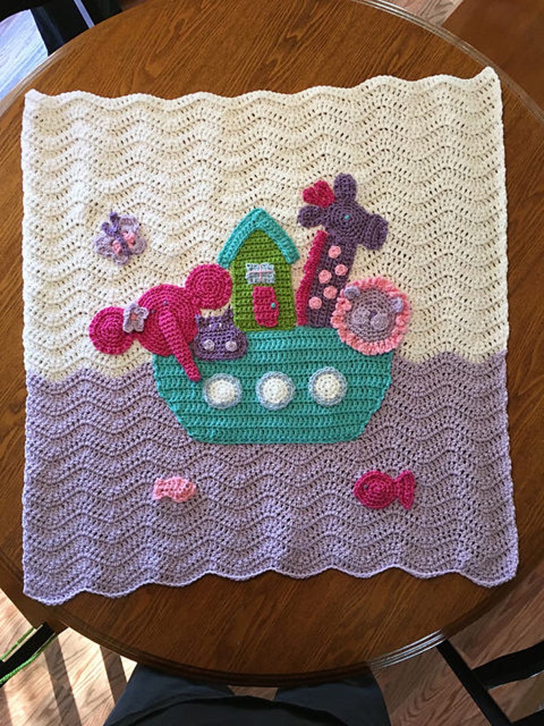 Adorable Noah's Ark Ripple Baby Blanket Throw Girl Pink | Etsy