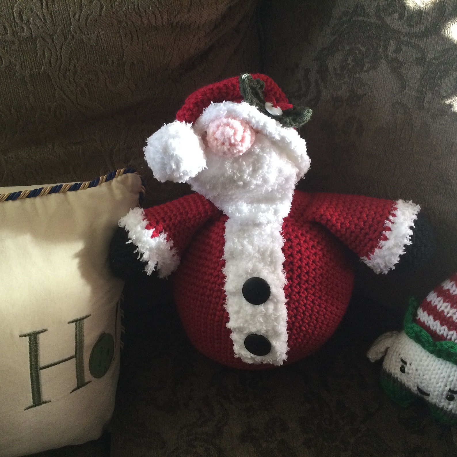 Fat Santa - Adorable Crochet Chubby Santa Pillow With Hat, Beard and ...