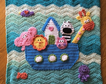 Adorable Noah's Ark Ripple Baby Blanket Throw and Hat | Etsy