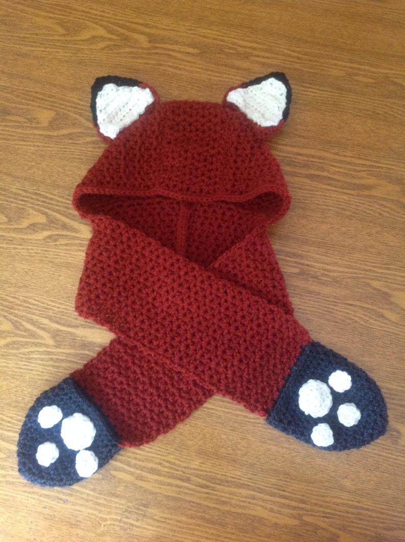Fox Scoodie hood and Scarf in Soft Chunky Reddish-brown - Etsy