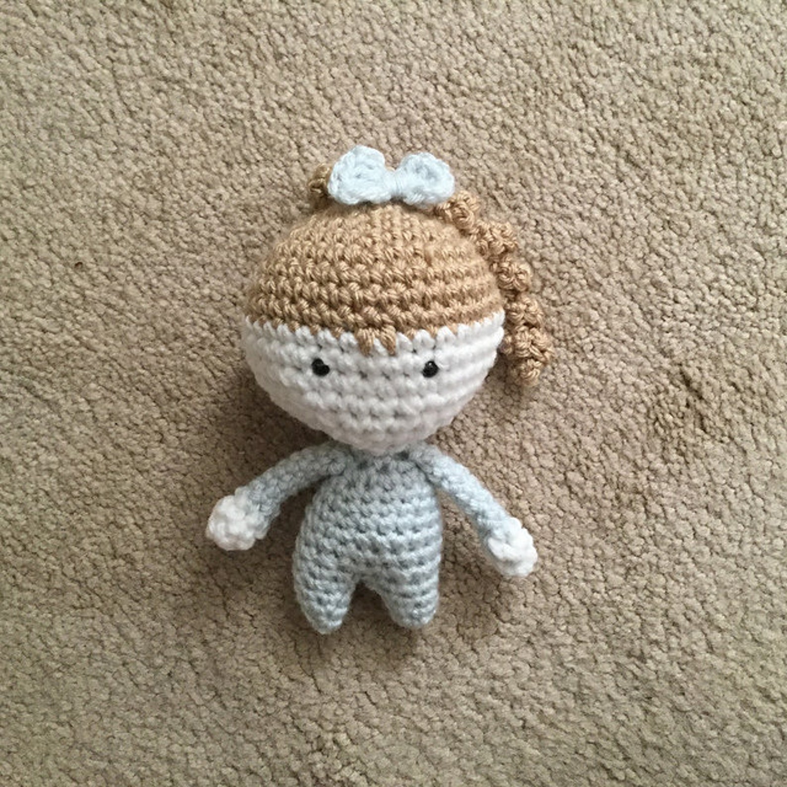 Big Head Doll Adorable Hand-Crochet Baby Girl Doll Blue | Etsy
