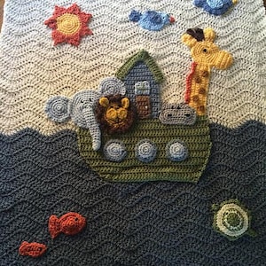 CUSTOM - Adorable Noah's Ark Ripple Baby Blanket Throw and Hat ...