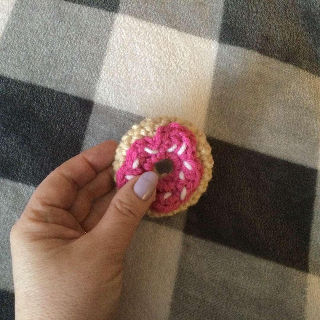 Play Food Fun Crochet Mini Donut Snack Doughnut With Pink Frosting and ...