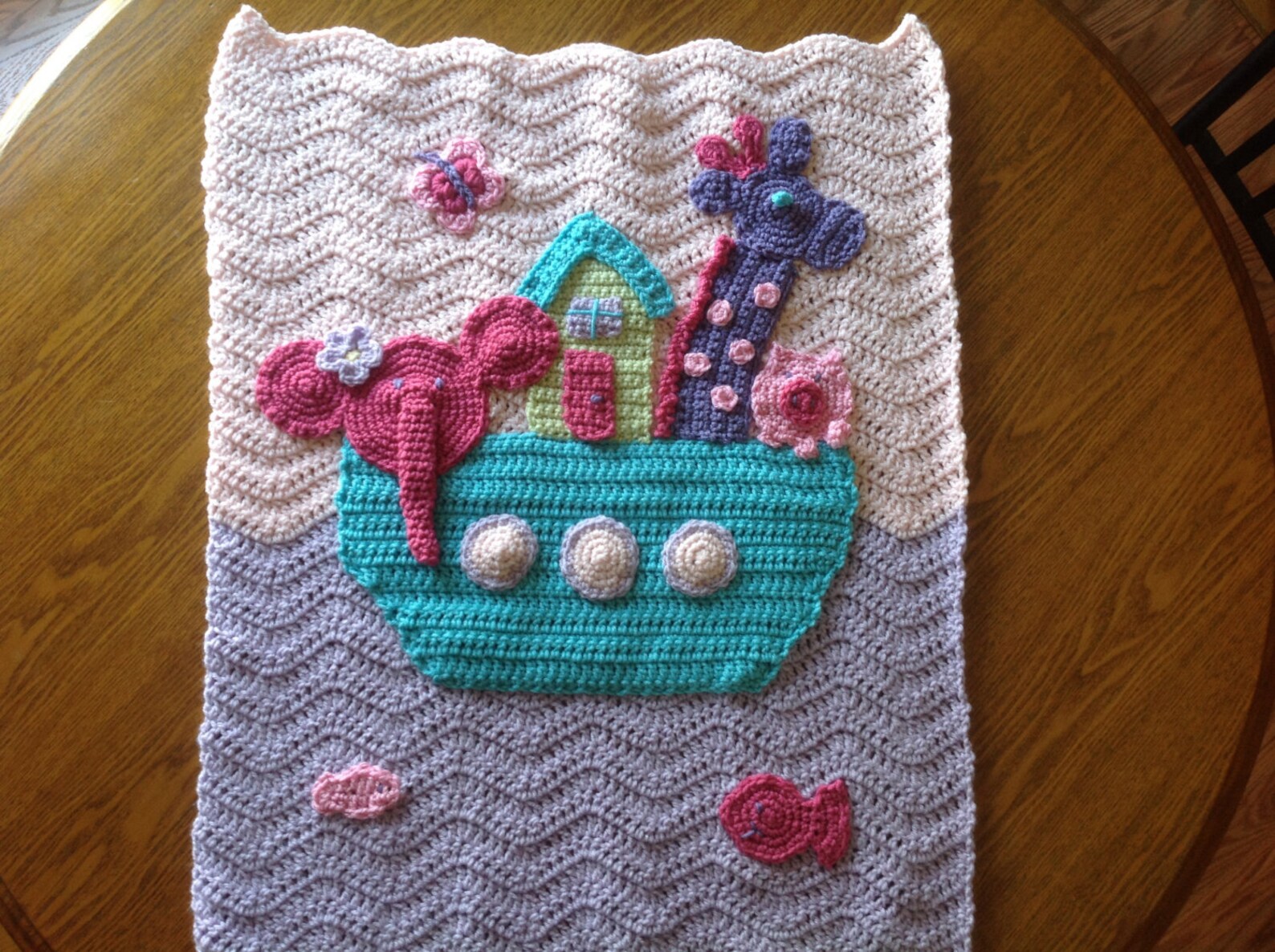 Adorable Noah's Ark Ripple Baby Blanket Throw Girl Pink | Etsy