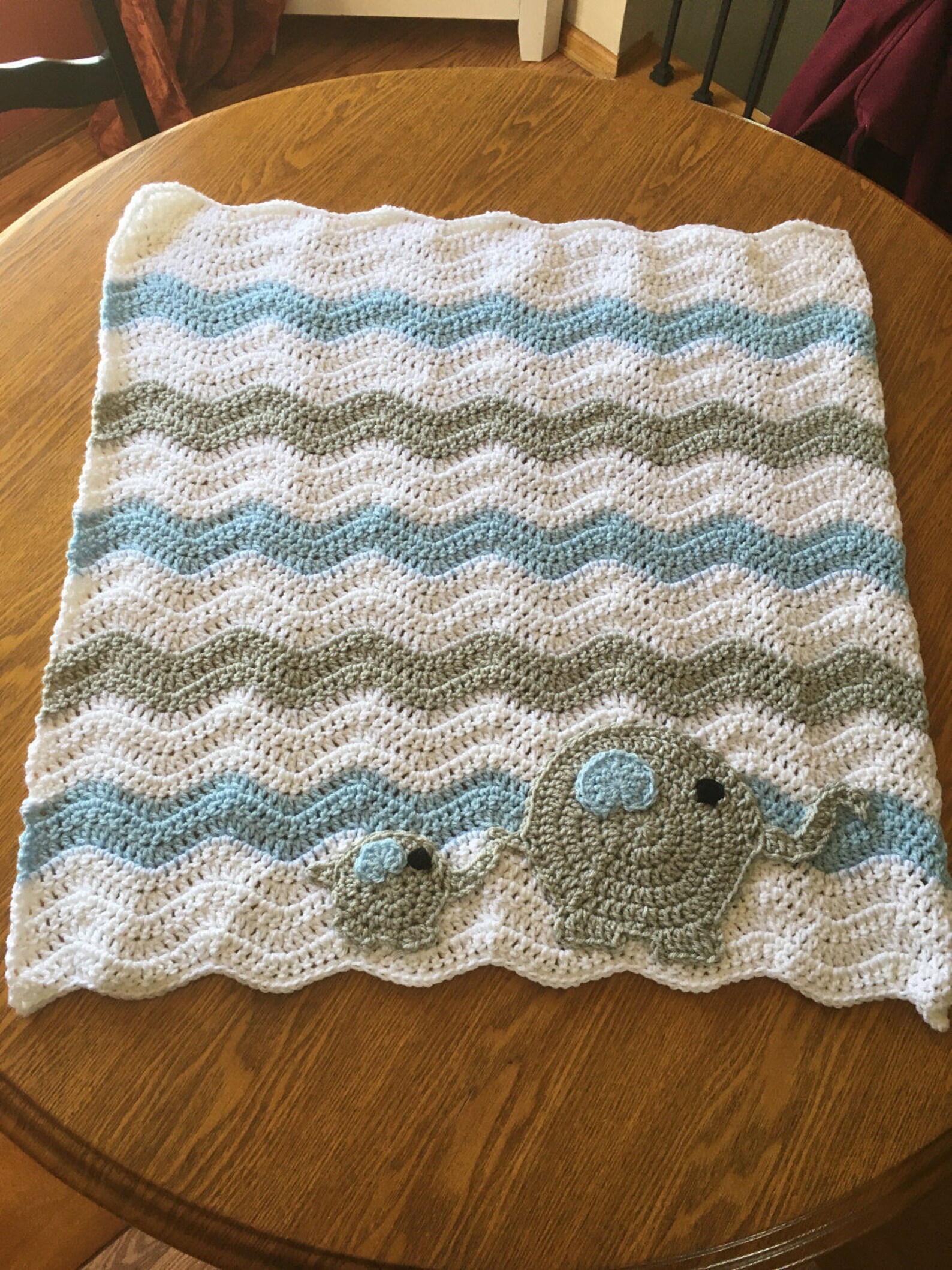 Chevron Wavy Crochet Granny Square Crib Blanket Mother and - Etsy