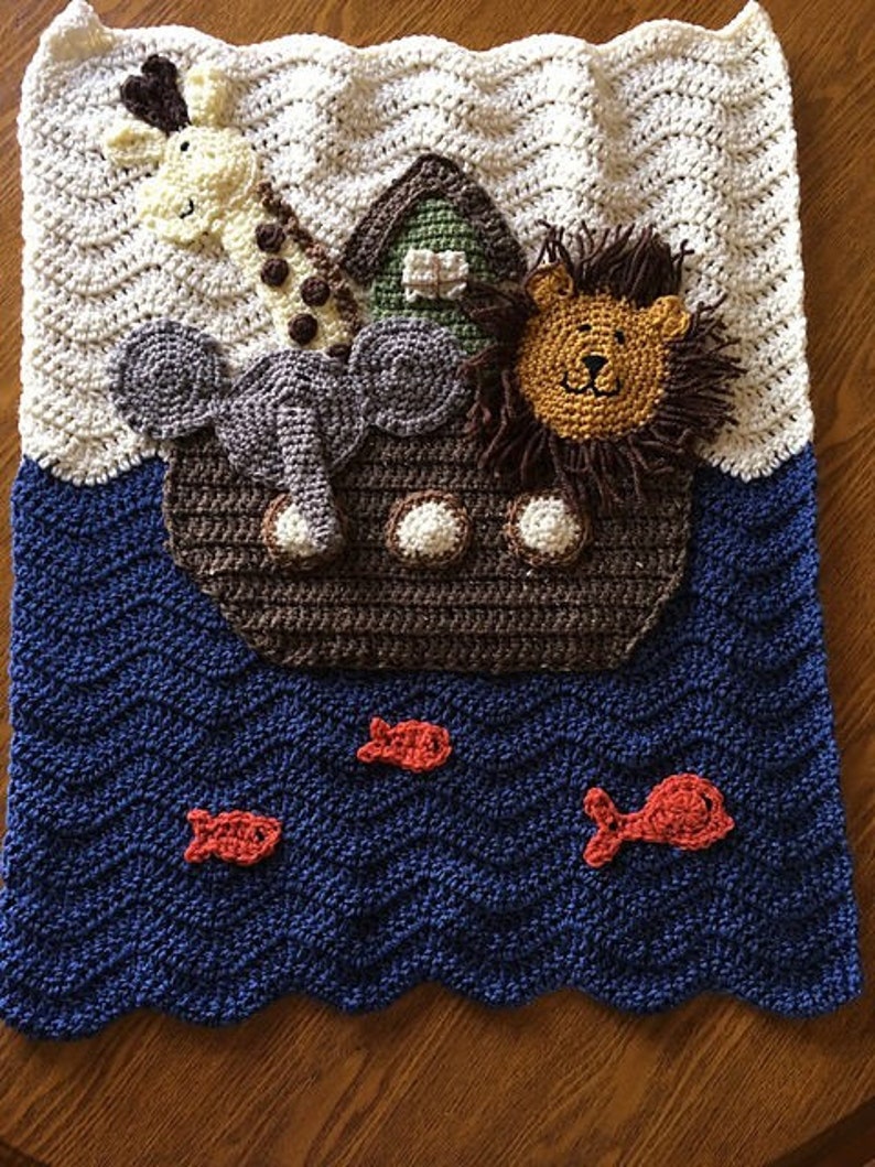 Adorable Noah's Ark Ripple Baby Blanket Throw and Hat | Etsy