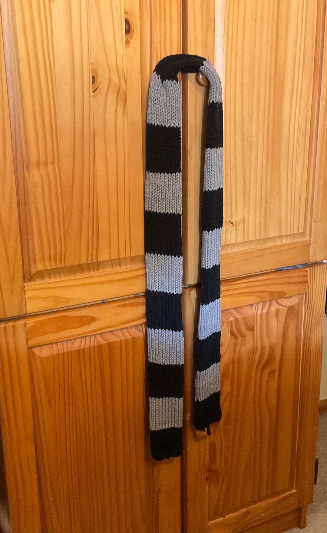 Awesome Knit Scarf in Grey With Black Stripes Perfect for Fans of Gru ...