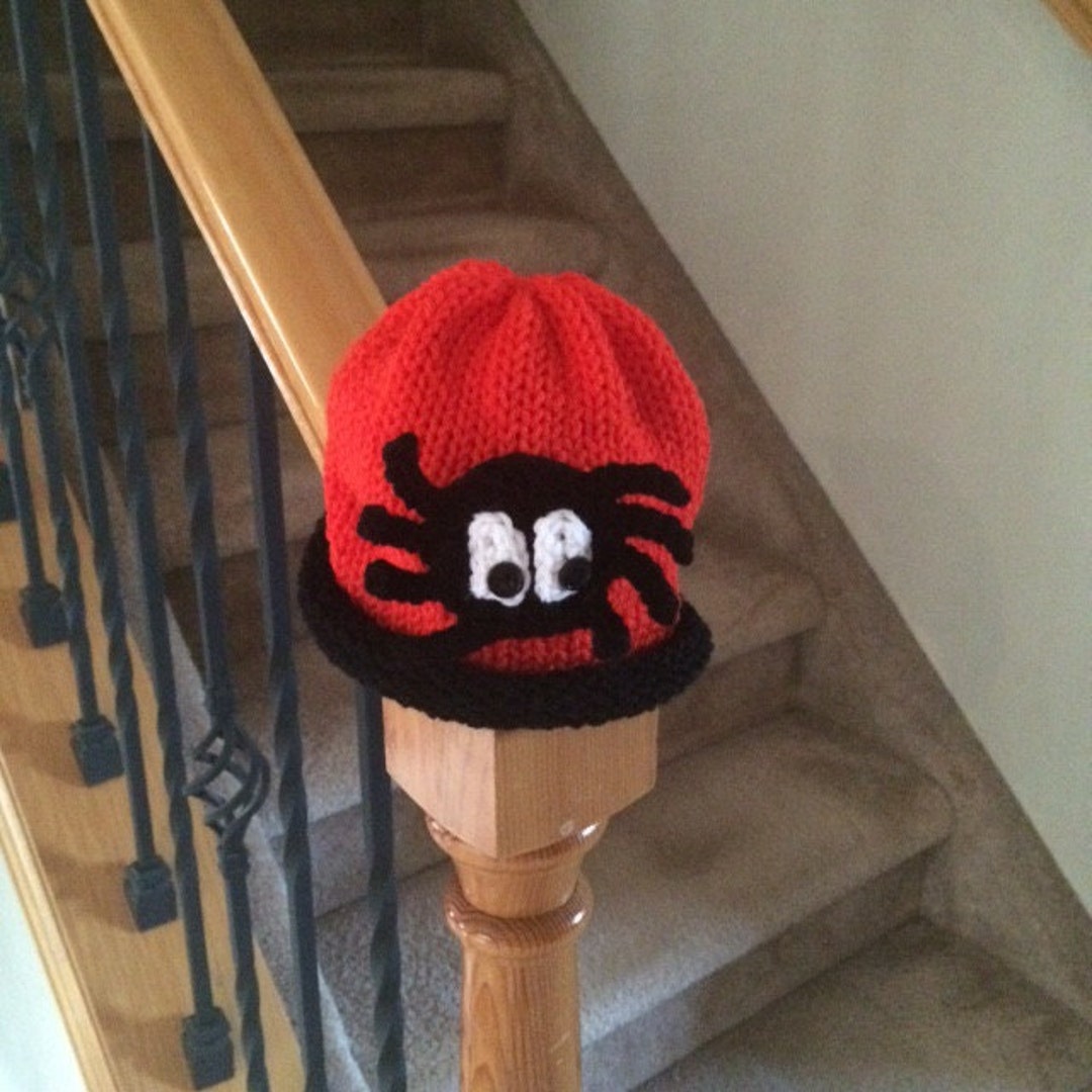 Happy Halloween Big Spider Hat Knit in Orange and Black - Etsy