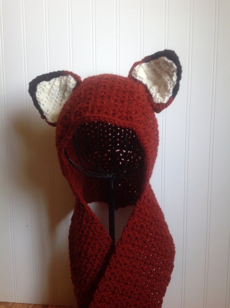 Fox Scoodie hood and Scarf in Soft Chunky Reddish-brown - Etsy
