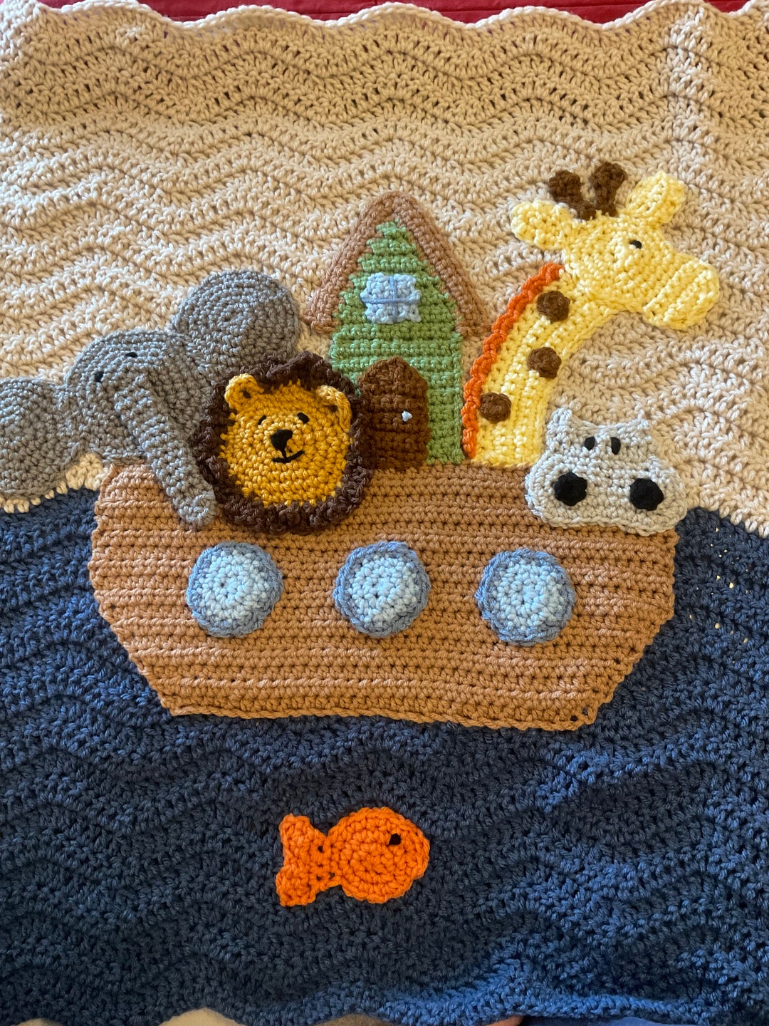 Adorable Noah's Ark Ripple Baby Blanket Throw and Hat - Giraffe ...