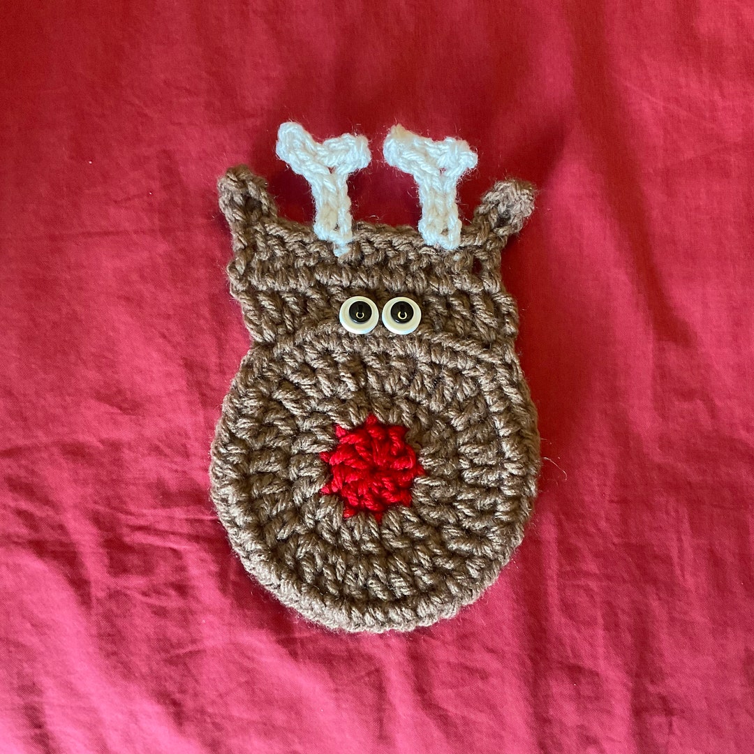Christmas Rudolph Reindeer Soft Crochet Drink Coaster - Etsy