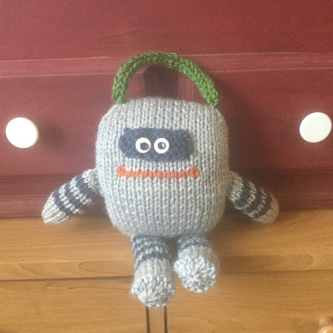 Little Knit Boy Robot Buddy in Grey Blue and Green - Etsy