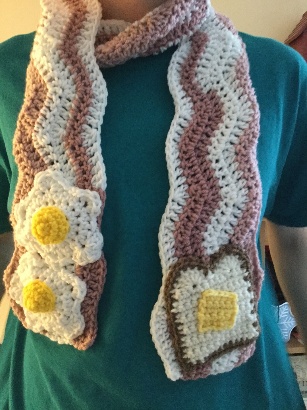 Delicious Breakfast Scarf in PINK - Eggs, Bacon and Toast With Butter ...