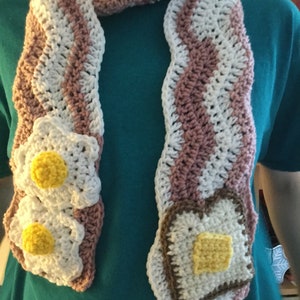 Delicious Breakfast Scarf in PINK - Eggs, Bacon and Toast With Butter ...