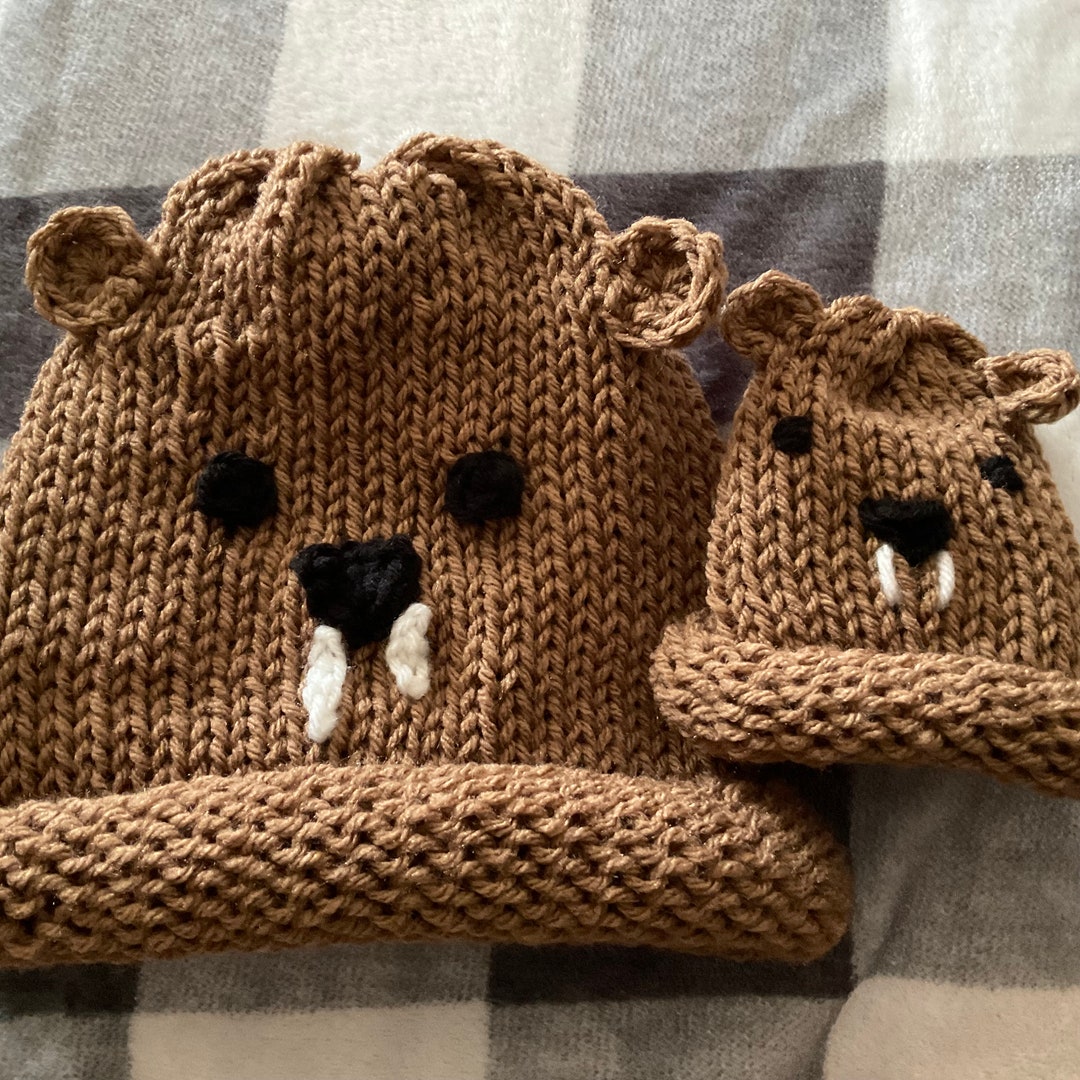 SALE Mother and Baby Set: Happy Ground Hog Day Adorable Knit Groundhog ...