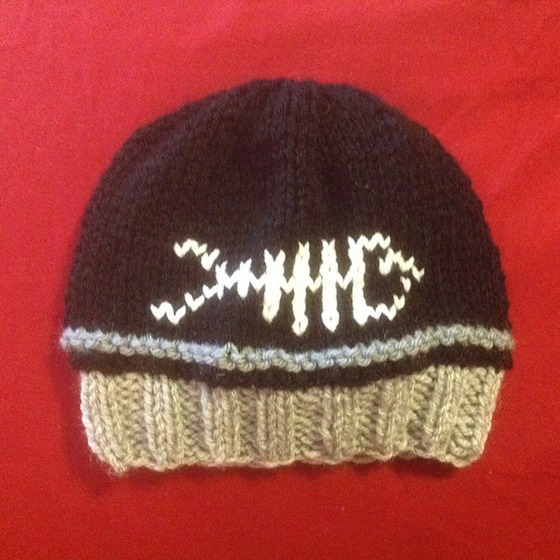 Fish Bone Hat Hand-knit Baby in Grey and Black - Etsy