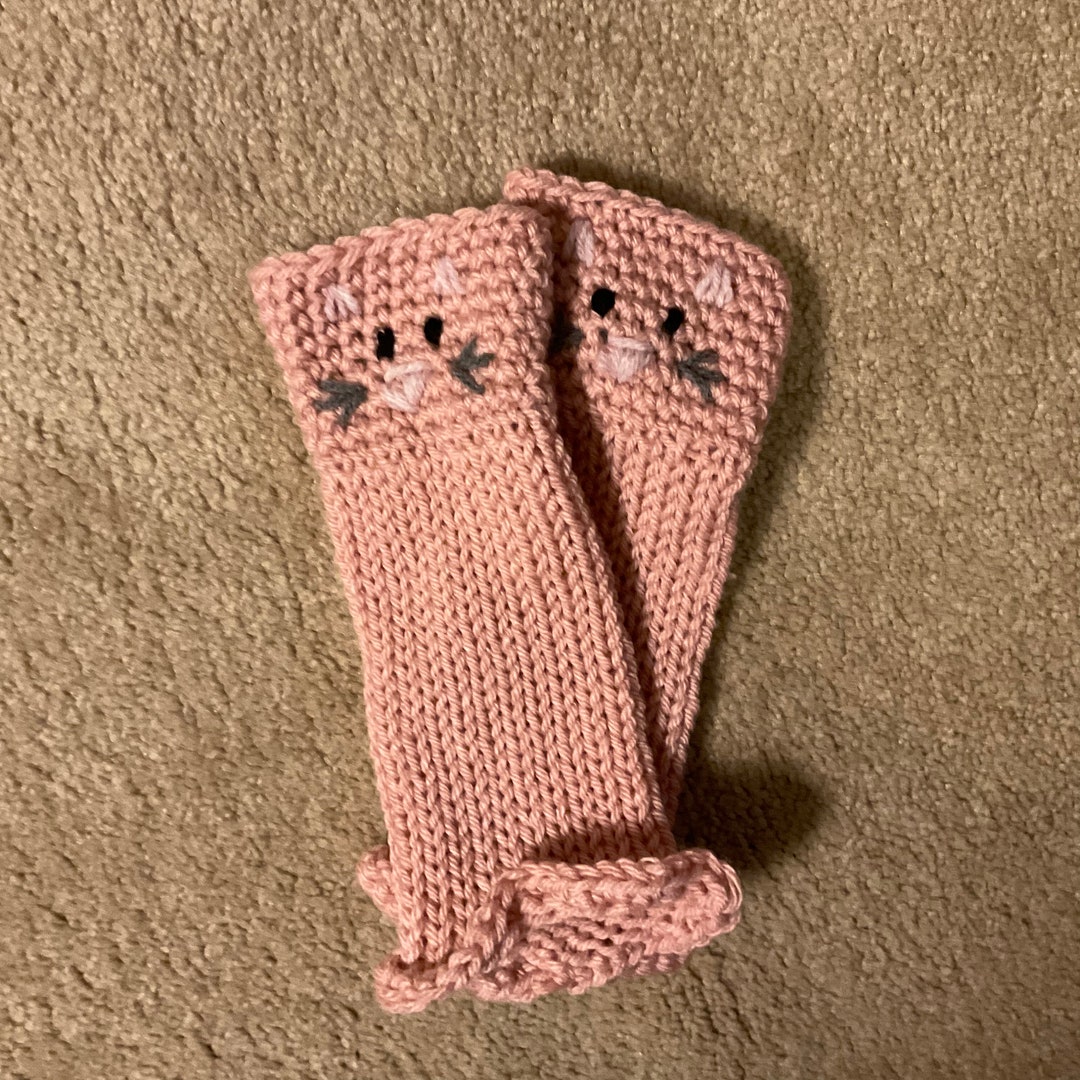 Cutest Mitts Ever - Adorable Kitty Cat Fingerless Gloves Hand-knit in ...