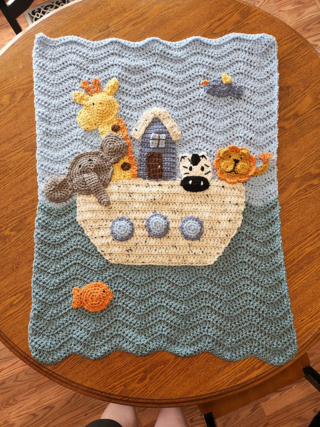 Adorable Noah's Ark Ripple Baby Blanket Throw - Giraffe, Elephant ...