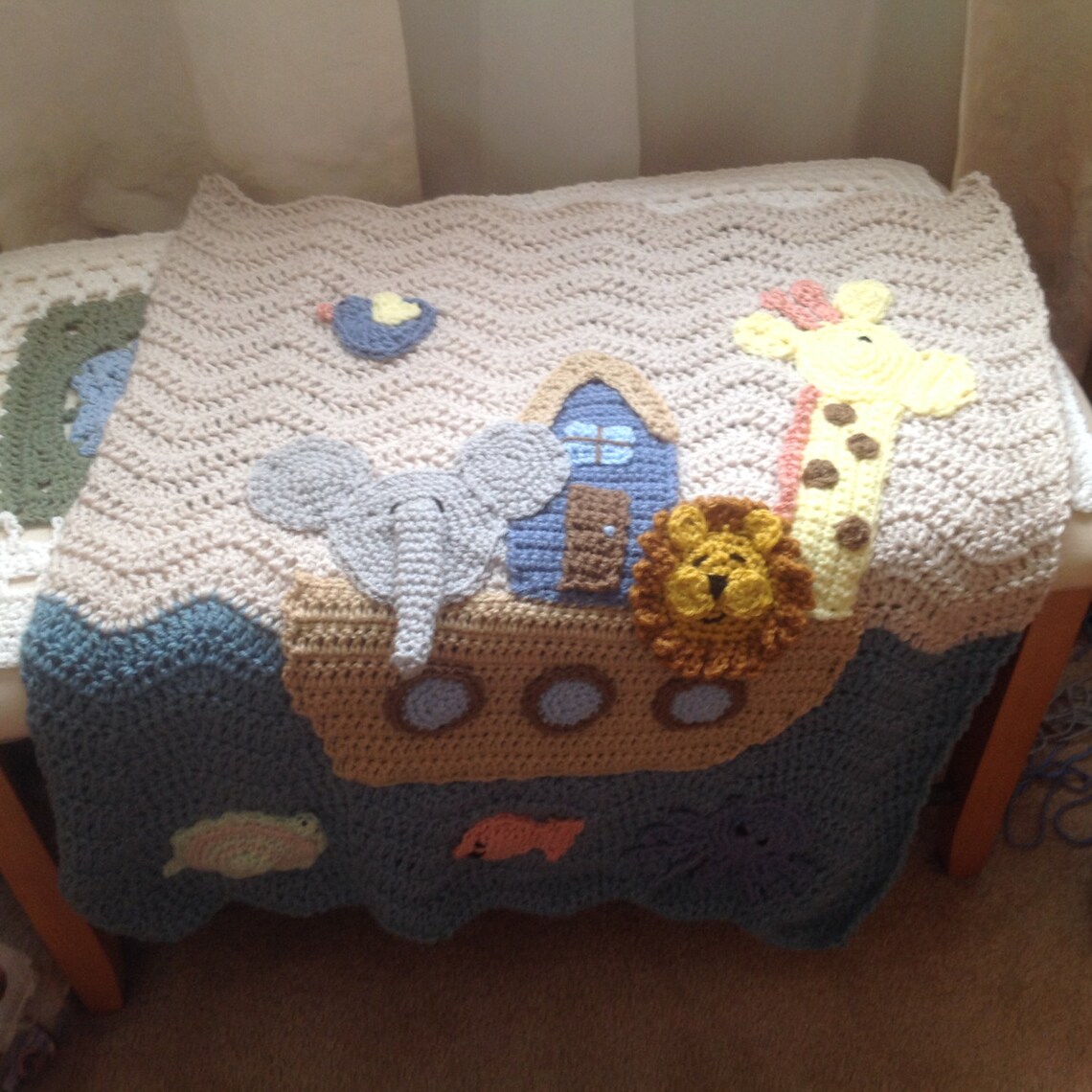Adorable Noah's Ark Ripple Baby Blanket Throw and Hat - Etsy