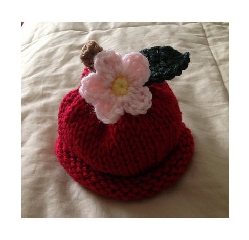 Cutest Little Baby Apple Hat With Apple Blossom - Etsy