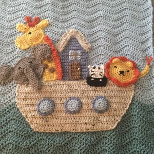 Adorable Noah's Ark Ripple Baby Blanket Throw - Giraffe, Elephant ...