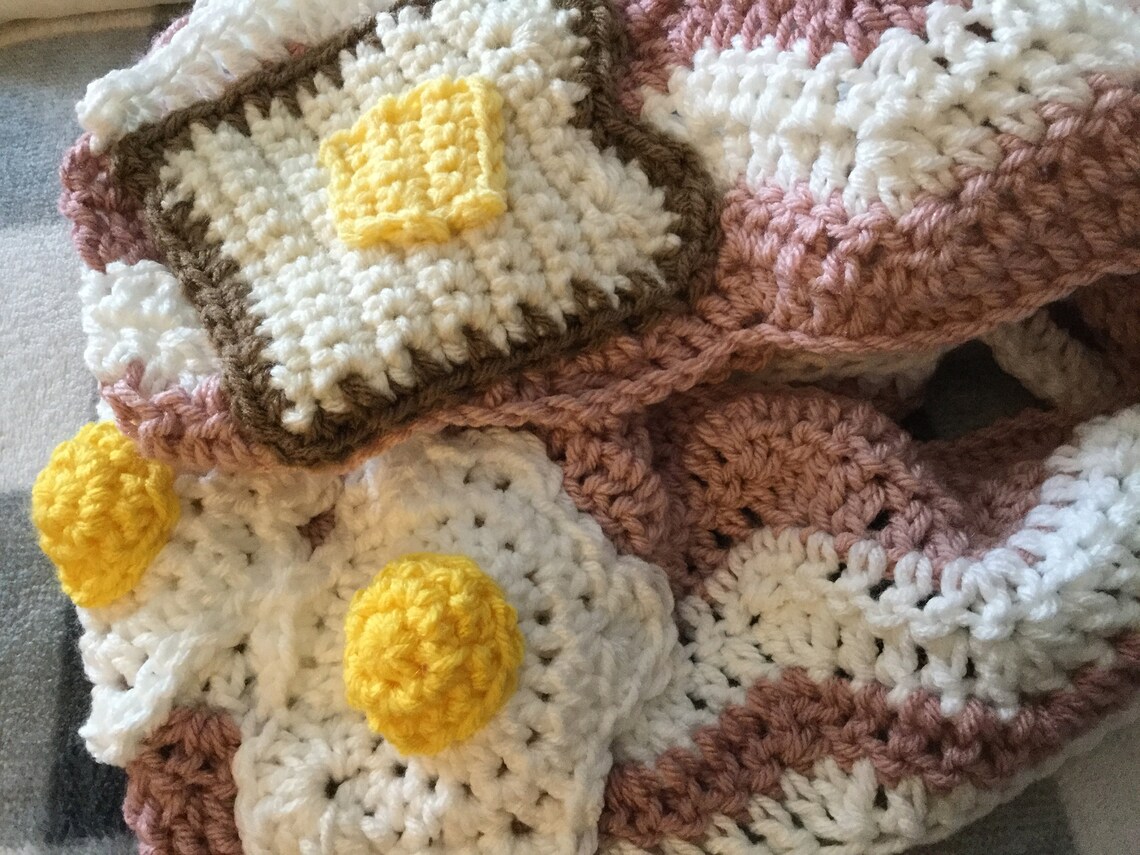 Delicious Breakfast Scarf in PINK - Eggs, Bacon and Toast With Butter ...