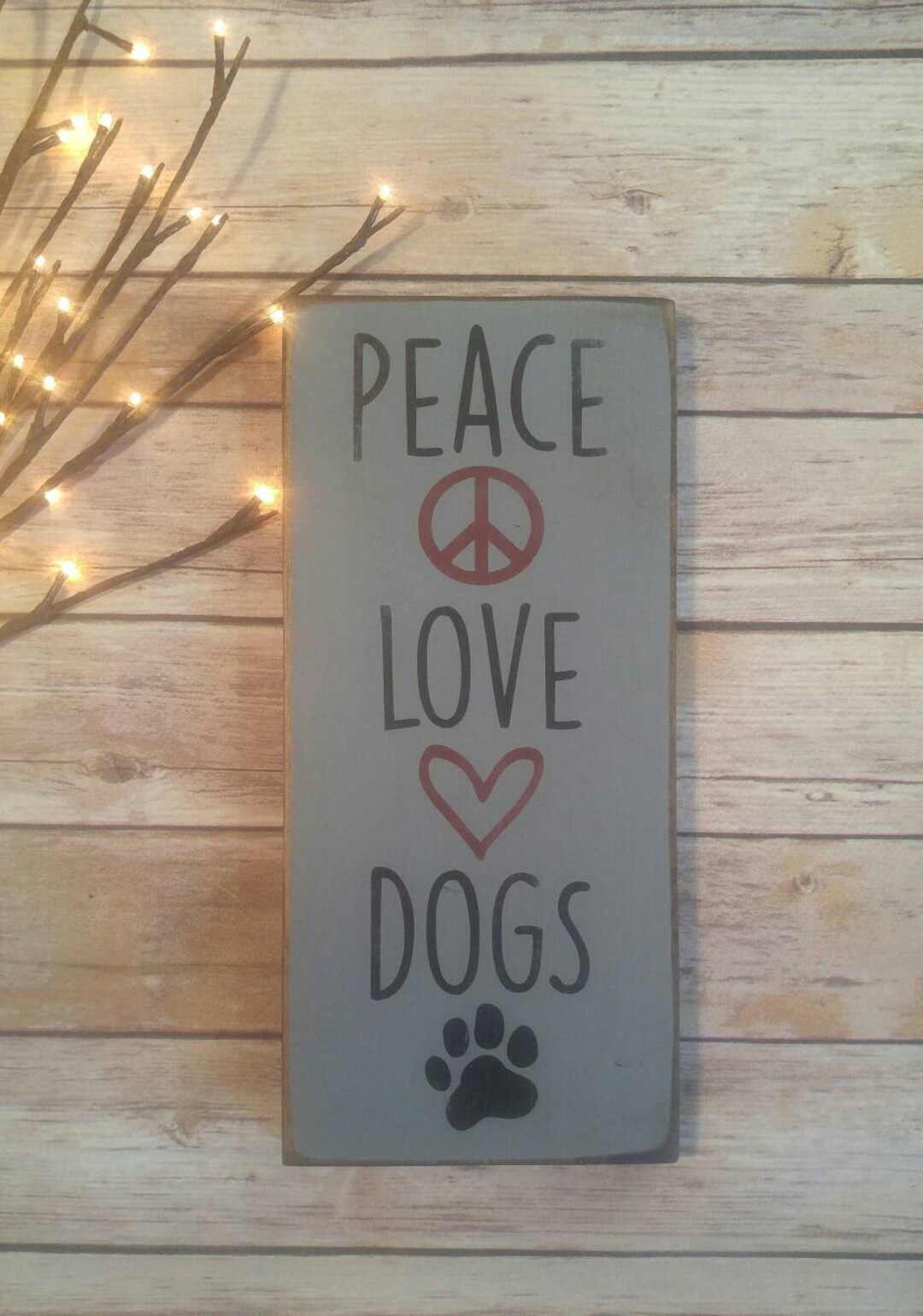 Peace Love Dogs Sign, Dog Lover Gifts, Hippie Boho Pet Wall Decor, Fun ...