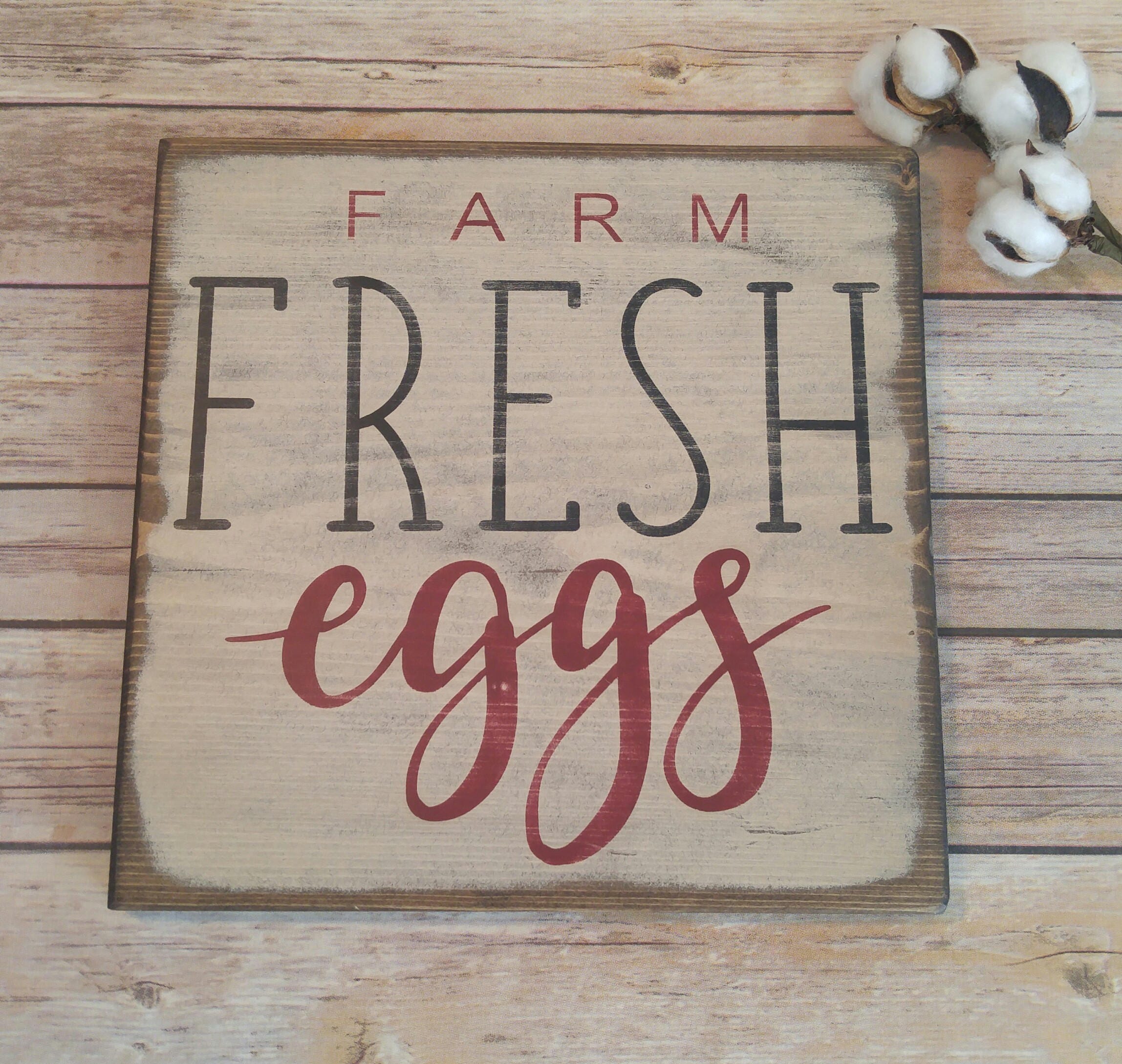 Farm Fresh Eggs Sign Farmhouse Kitchen Signs Chicken Coop | Etsy