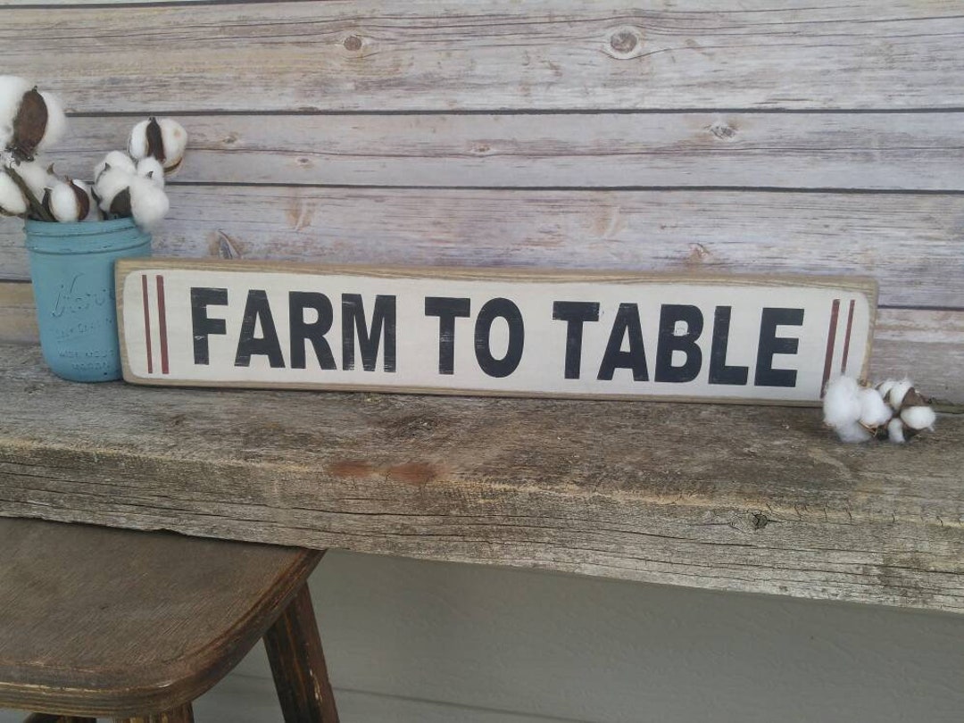 Farm to Table Wood Sign, Farmhouse Wall Decor, Rustic Wood Signs ...