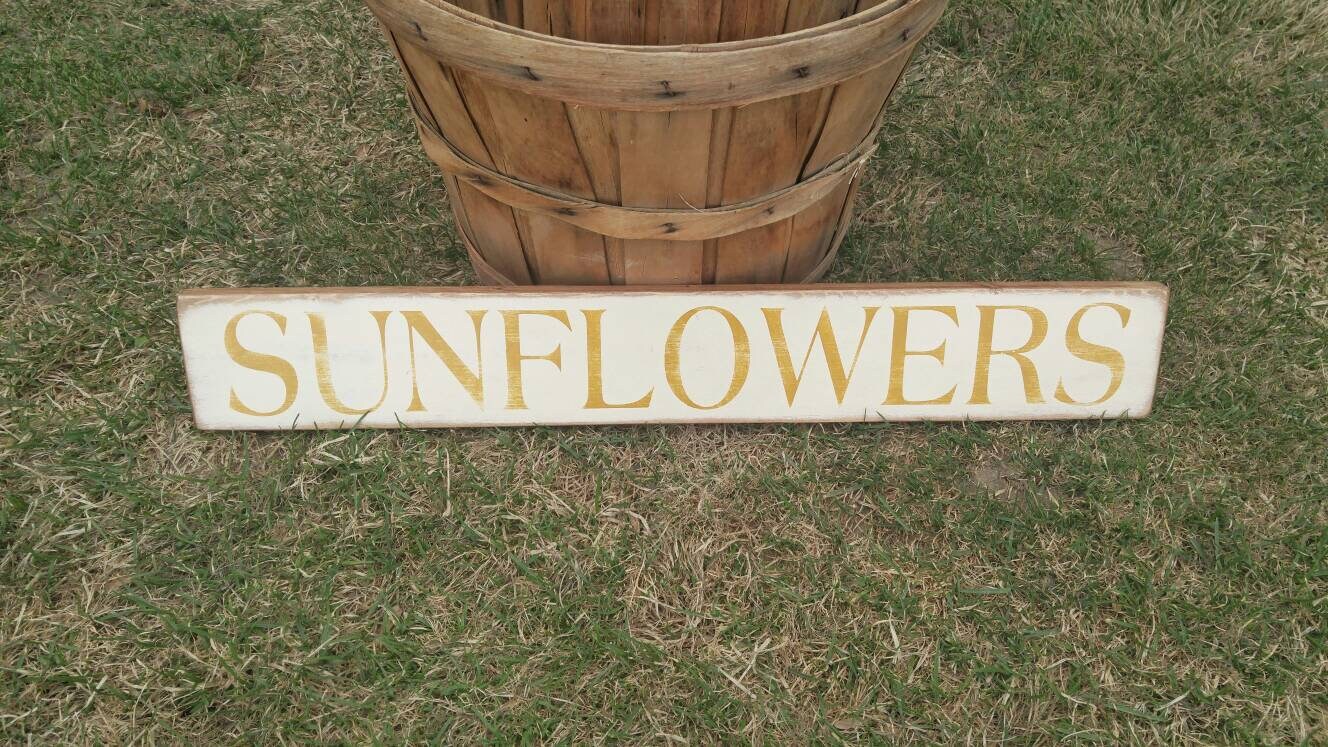 Sunflowers Sign, Primitive Sunflower Sign, Flower Garden Decor, Wooden ...
