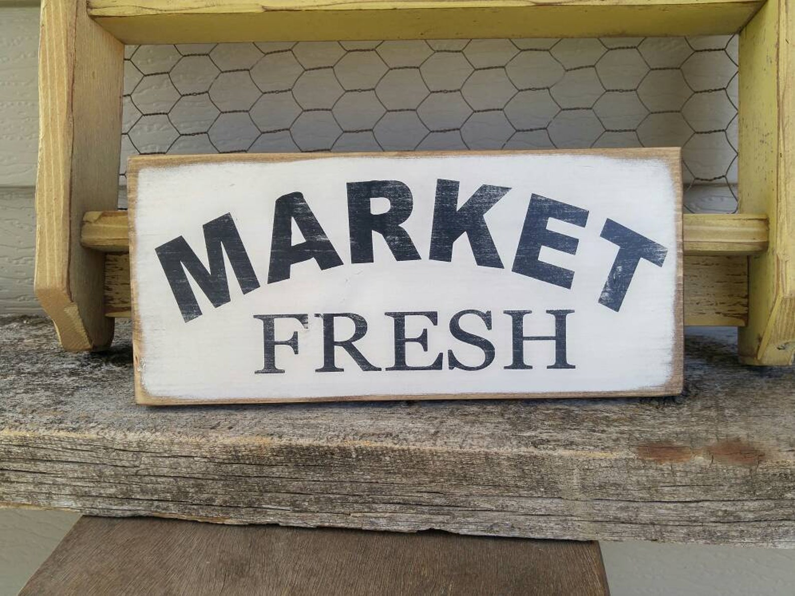 Market Fresh Sign Fresh Produce Wood Sign Rustic Kitchen | Etsy