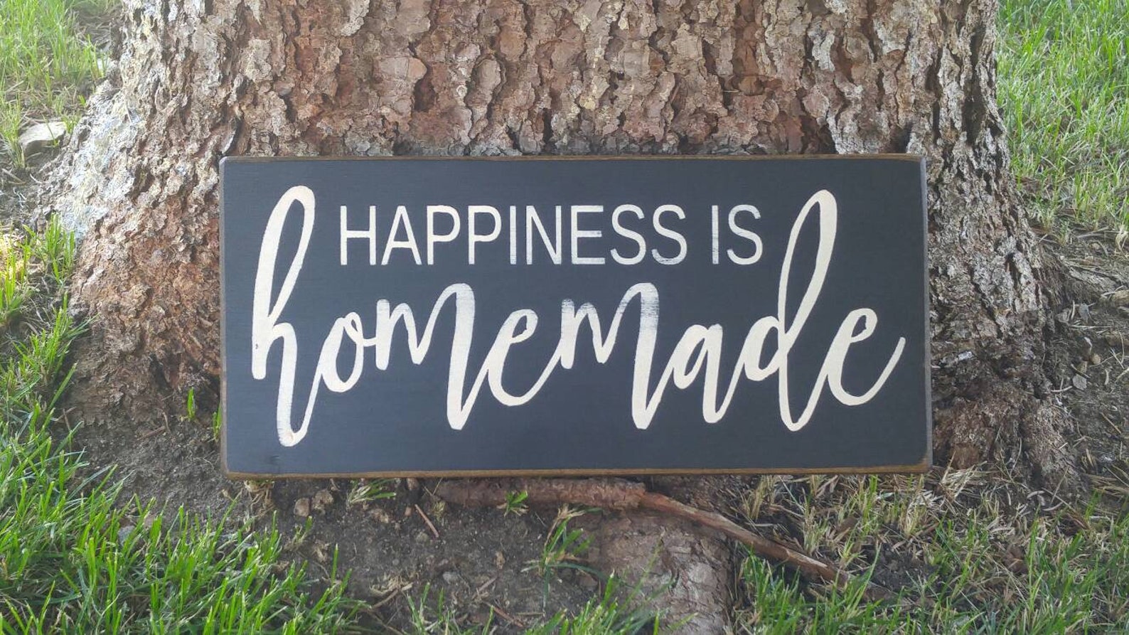 Happiness is Homemade Sign, Rustic Kitchen Wall Sign, Happy Home Sign ...
