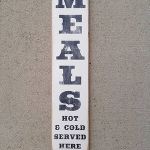 Meals Hot and Cold Served Sign, Primitive Kitchen Decor, Vertical ...