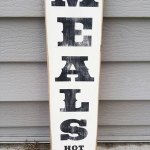Meals Hot and Cold Served Sign, Primitive Kitchen Decor, Vertical ...
