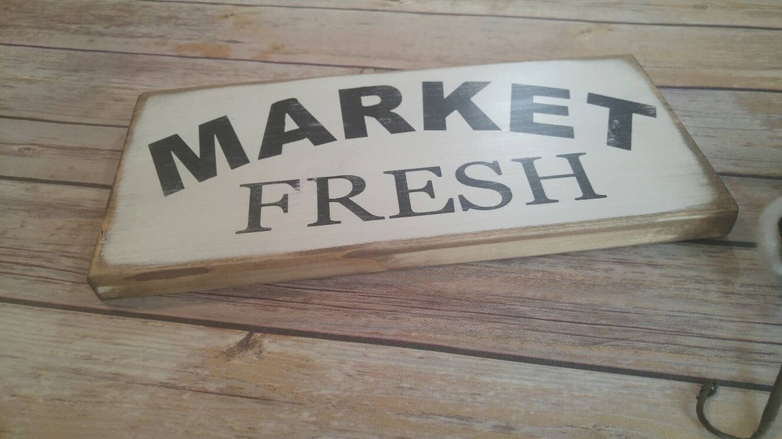 Market Fresh Sign fresh produce wood sign Rustic Kitchen | Etsy