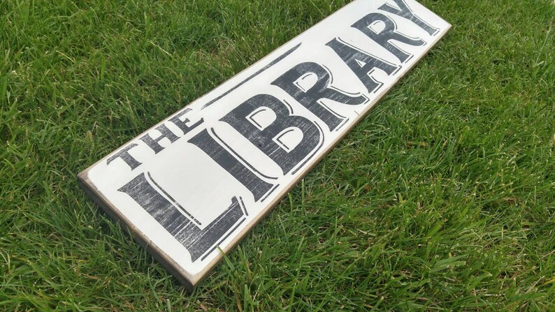 The Library wood sign Library wall decor Book lover gifts | Etsy