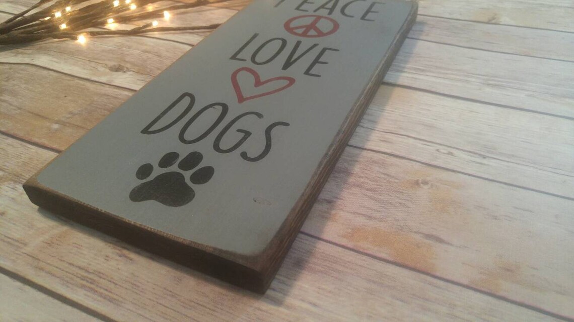 Peace Love Dogs Sign Dog Lover Gifts Hippie Boho Pet Wall - Etsy
