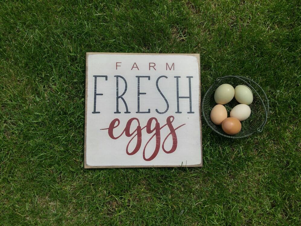 Farm Fresh Eggs Sign Farmhouse Kitchen Signs Chicken Coop | Etsy