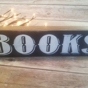 Mini BOOKS Sign, Bookworm Gift, Bookshelf Decor, Home Library Decor ...