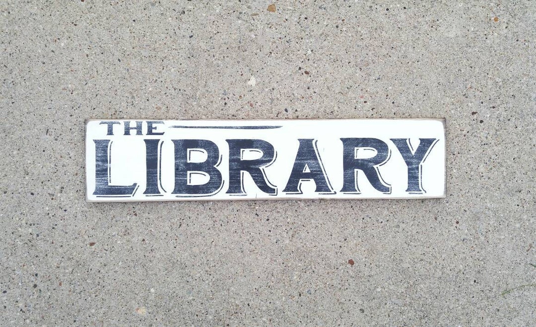 The Library Wood Sign, Library Wall Decor, Book Lover Gifts, Bookworm ...