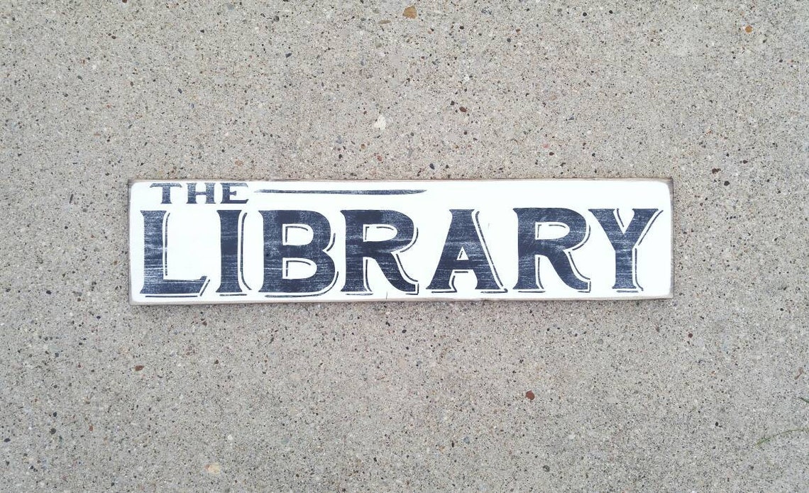 The Library Wood Sign, Library Wall Decor, Book Lover Gifts, Bookworm ...